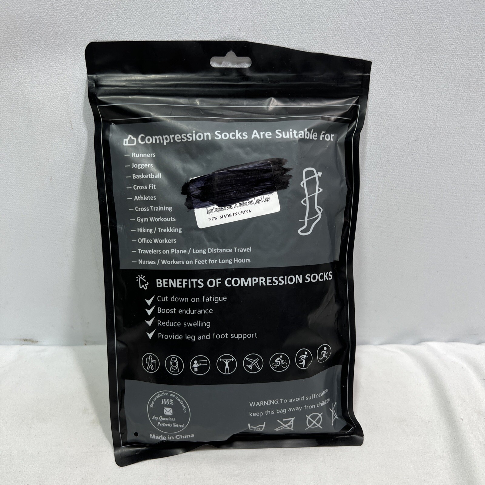 Zipper Performance Compression Socks, 2 Pair, Large/XLarge, 15-20mmHG ...