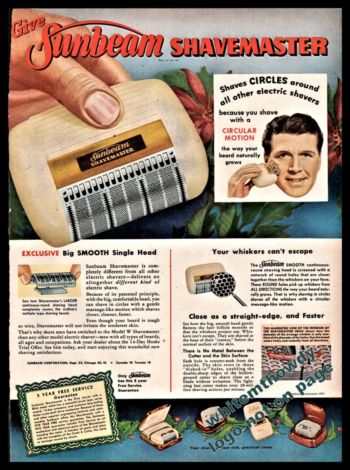 1955 SUNBEAM Shavemaster Electric Razor Vintage Shaving PRINT AD ...