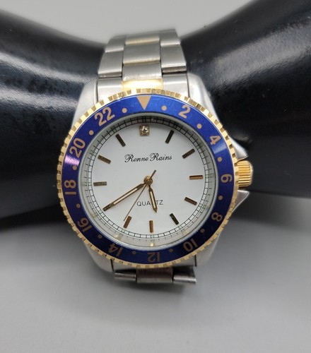 Renne Rains Stainless Steel Mens Two Tone Quartz Watch 8" 41mm Royal ...