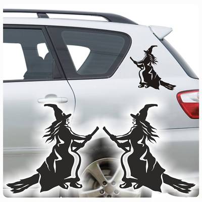 Autoaufkleber Hexen Hexe Aufkleber Auto Sticker Gothic Kutsche 2er SET ...