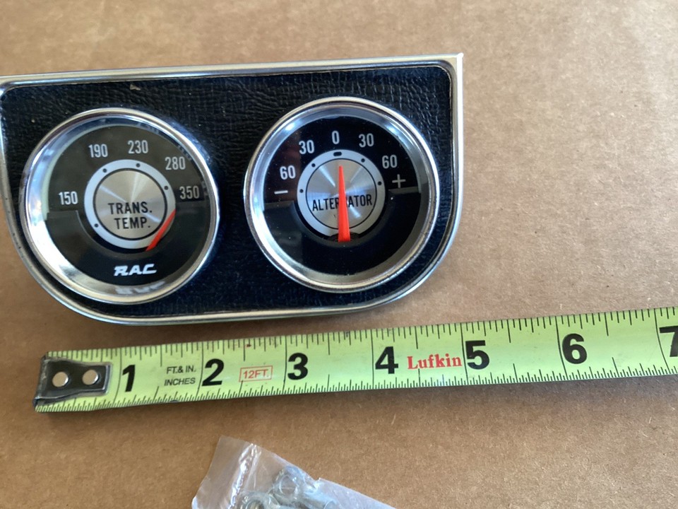 Vintage Gauges Dash Pod Chevy Ford Mopar Trans Temp & Altenator Rat Rod ...