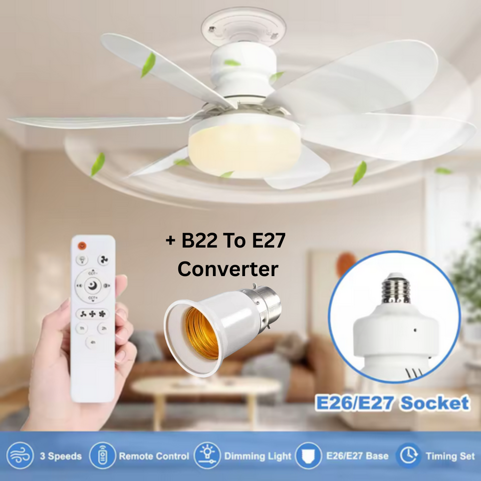 LED Ceiling Fan Light Edison Bayonet Socket Adapter Fitting With Remote ...