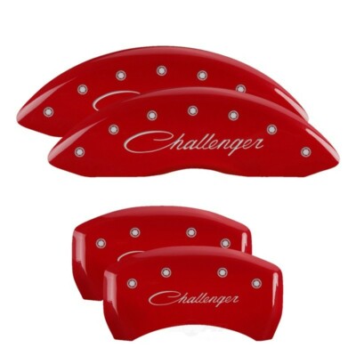 MGP 4 Caliper Covers Engraved Front & Rear Cursive/Challenger Red ...