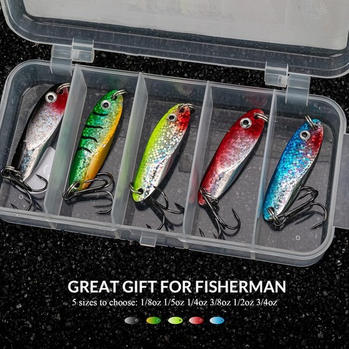 5pcs Fishing Lures Fishing Spoons, Trout Lures Bass Lures Hard Metal ...