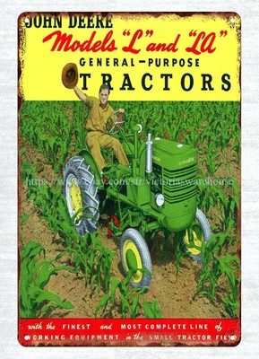 1941 John Deere L and LA genral purpose tractors metal tin sign unique ...