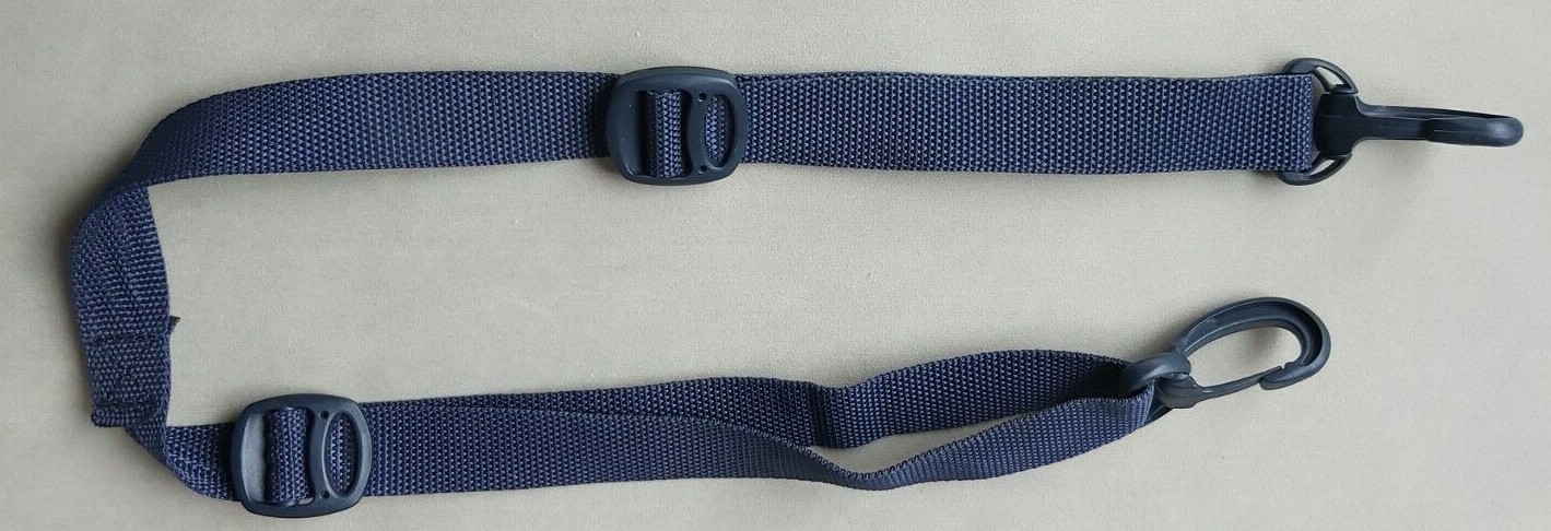 Adjustable Blue bag strap, clip ends 112cm in length, 2.5cm wide. Woven ...