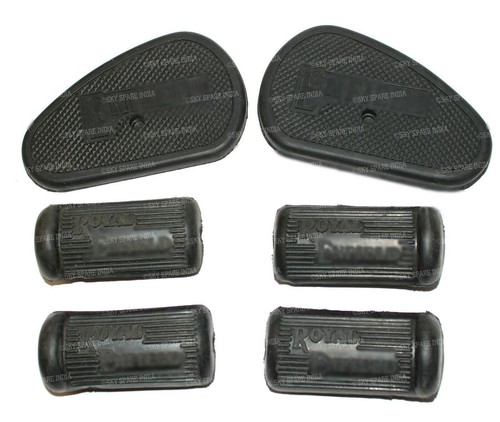 Fuel Tank Knee Pad & Footrest Rubber Set For Royal Enfield Bullet Early ...