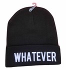 Embroidered Beanie WHATEVER Print Black Pink Cuffed Knit Beanie Winter ...