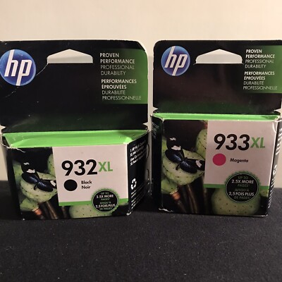 Set Of 2 New Sealed Genuine HP Ink Refills 932Xl Black 933XL Magenta | eBay