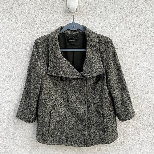 Talbots Jacket Coat Blazer Double Breasted Herringbone Preppy Wool ...