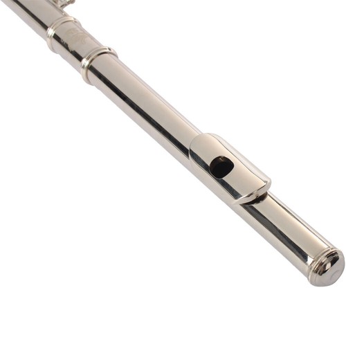 Silver 16 hole closed cell brass flute with E-key (nickel plated), bar ...