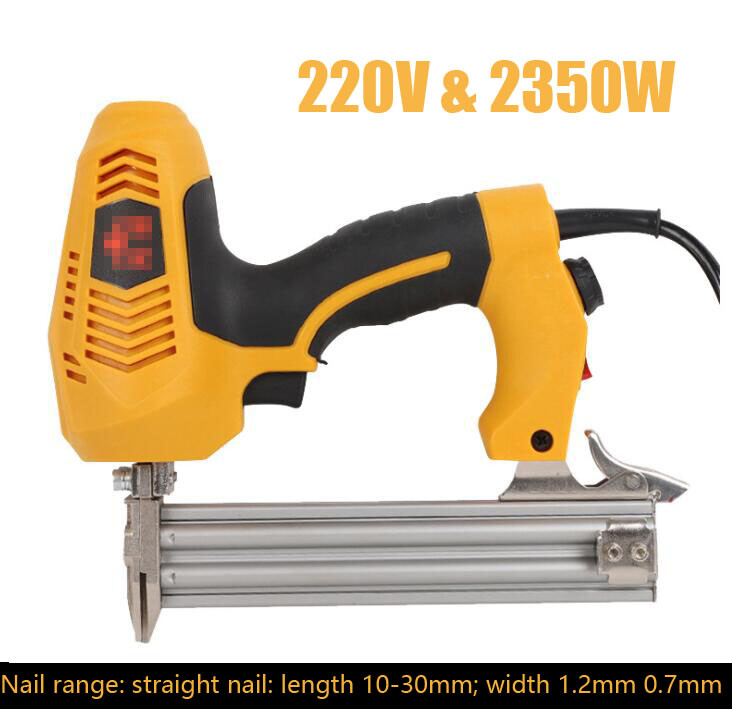 220V 2350W Handheld Electric Straight Nail Gun Woodworking Nailer ...