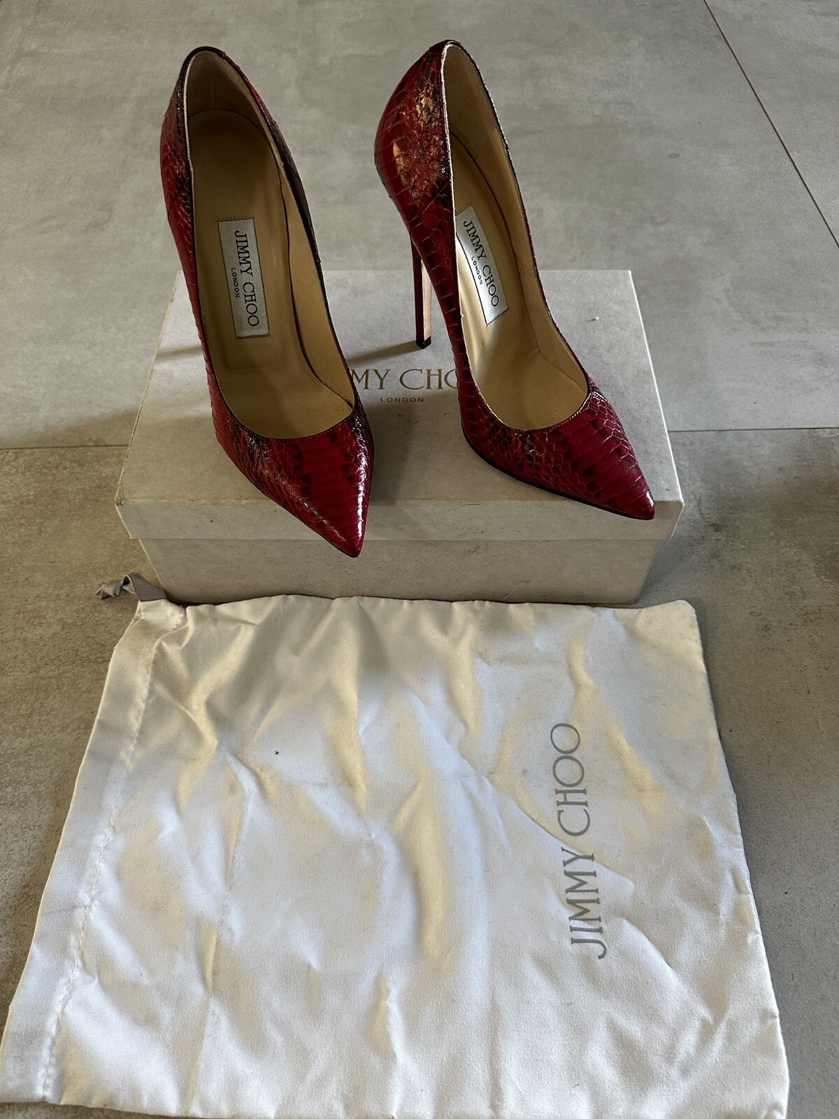 JIMMY CHOO Anouk heels 36 Red Snakeskin - Gem