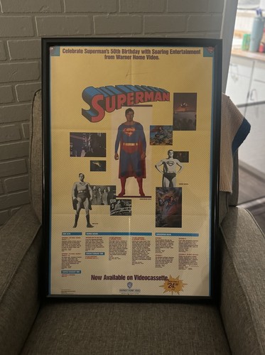 1987 Poster Framed SUPERMAN 50th Birthday CHRISTOPHER REEVE George ...