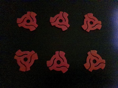 6 Red Vinyl Record Single Middle Centre Adapter spiders record inserts ...