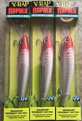 3 Rapala XRMAG X-Rap Magnum 30 Trolling Fishing Lure Deep Diver Red Head UV S5 | eBay