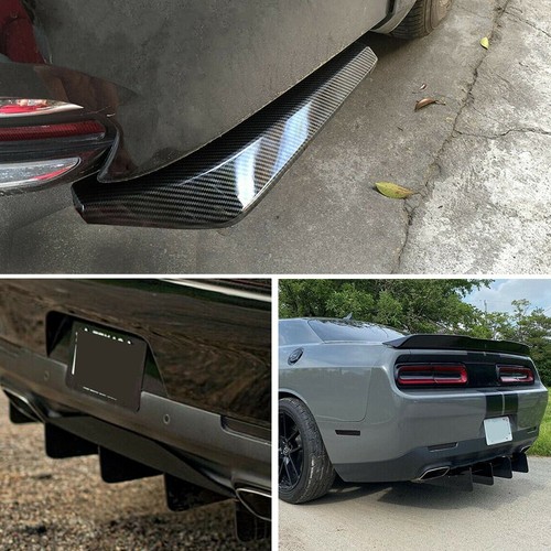 Universal Rear Bumper Diffuser Fin Spoiler Lip Splitter+2 Rear Spat ...