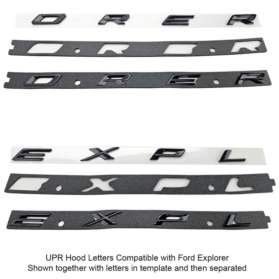 2020-2024 Ford Explorer 2pc UPR Hood Letters Gloss Black | AMP | OEM ...