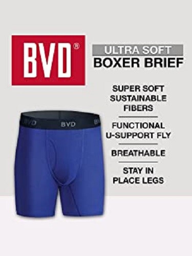 BVD® Men's Ultra Soft Boxer Briefs, Assorted 3 Pack NEW!!! MOV3BBA | eBay