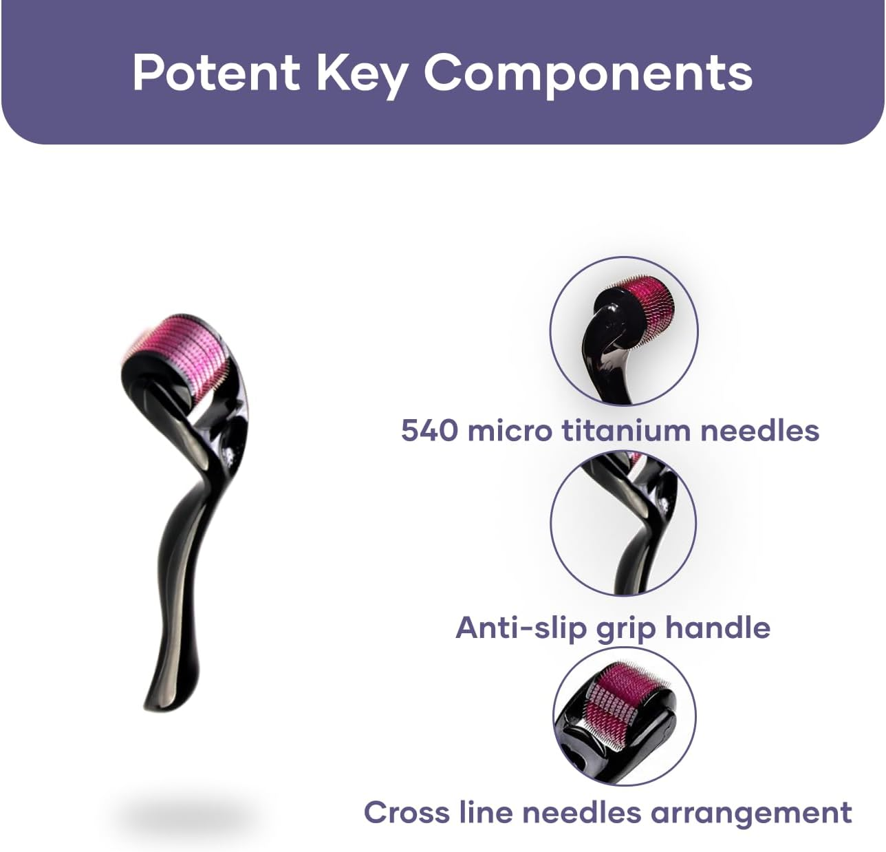 Premium Derma Roller for Hair Growth, Activates Hair Follicles, 0.5Mm ...