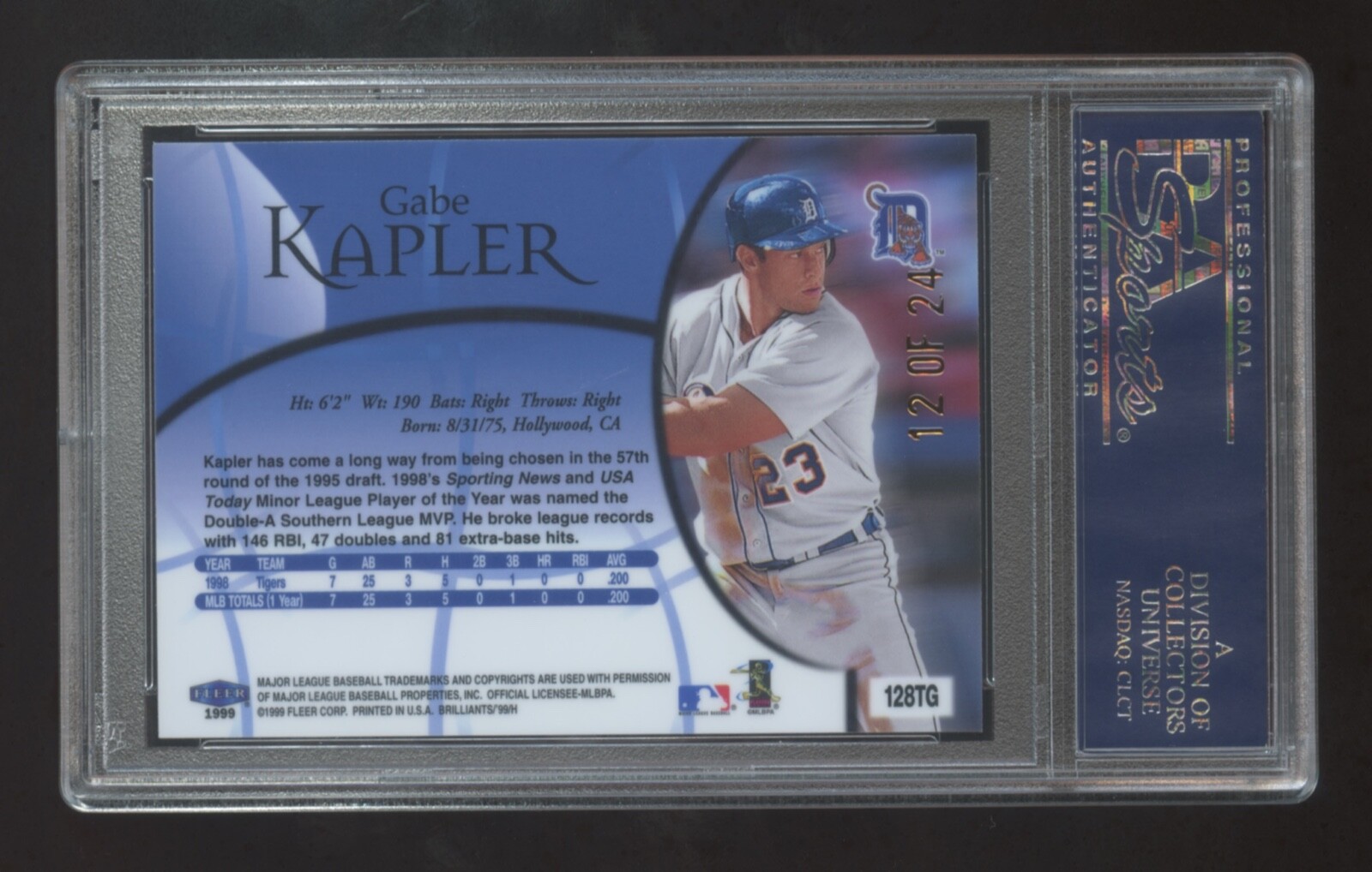POP 1 PSA 8 GABE KAPLER 1999 FLEER BRILLIANTS 24 KT GOLD ROOKIE # 12/24 ...