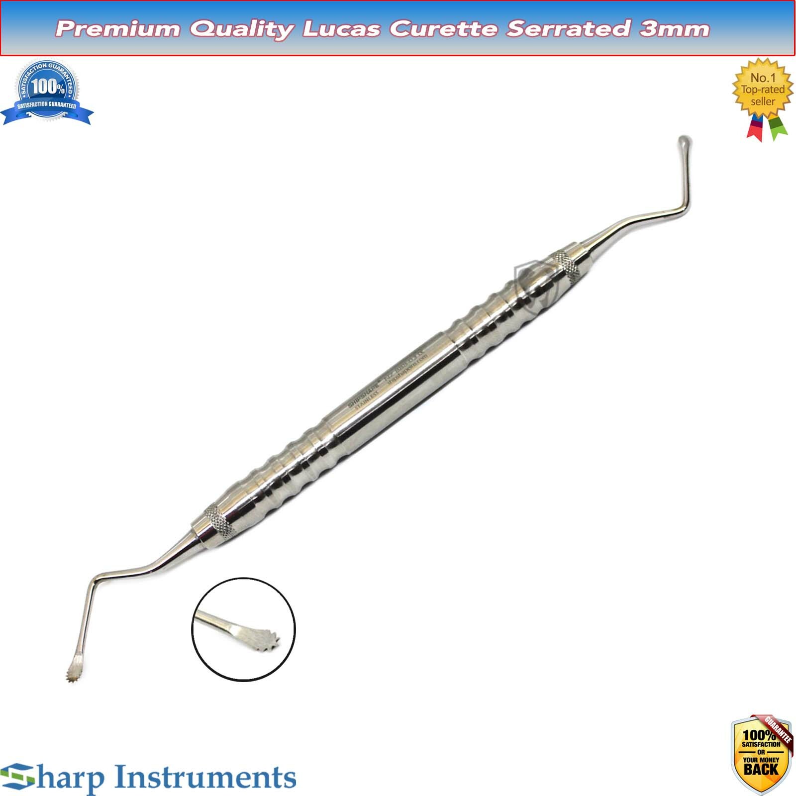 Lucas Surgical Bone Curettes 3mm Serrated Tooth Socket Cyst Removal ...