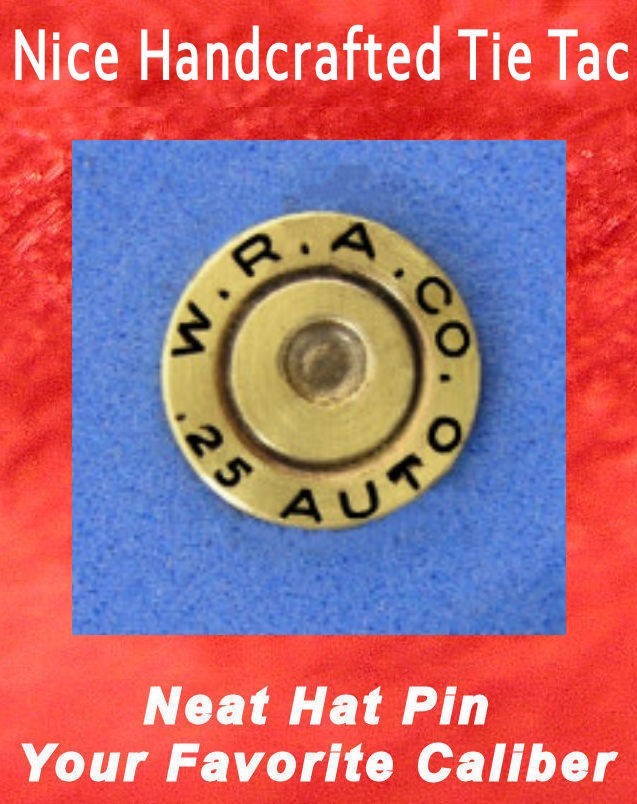 25 AUTO Caliber Cartridge Hat Pin Shooting Jacket Pin Tie Tack Gun Ammo ...