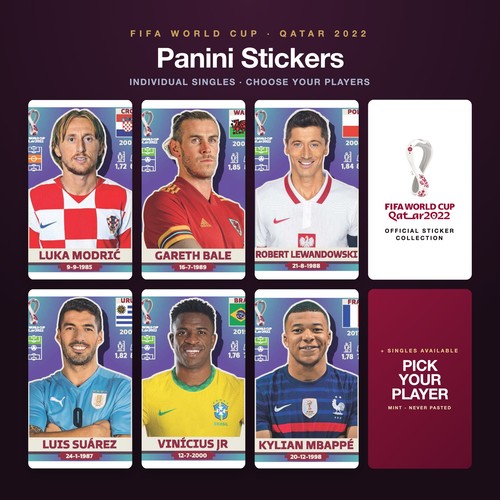 2022 Panini FIFA World Cup Sticker QATAR BLUE RED PURPLE Border YOU ...
