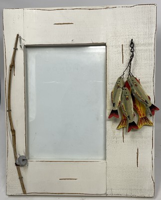 Rustic Wood Fishing Photo Frame Dangling Wood Fish 10.5x8.5 - For 6.5x4 ...
