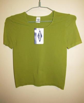 Pompea Women T-shirt Moss Green Crop Top w Scoop Neck Short Sleeves Sz ...