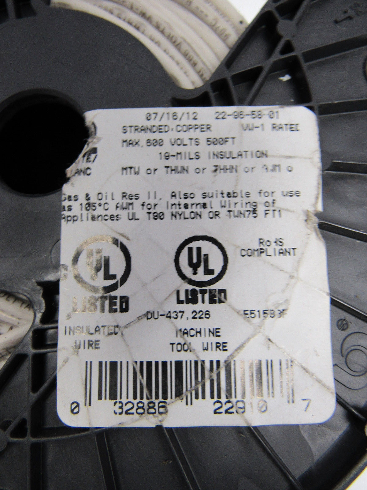 SOUTHWIRE 12AWG DU-437,226 E51583 F,600V,STRANDED COPPER INSULATED ...