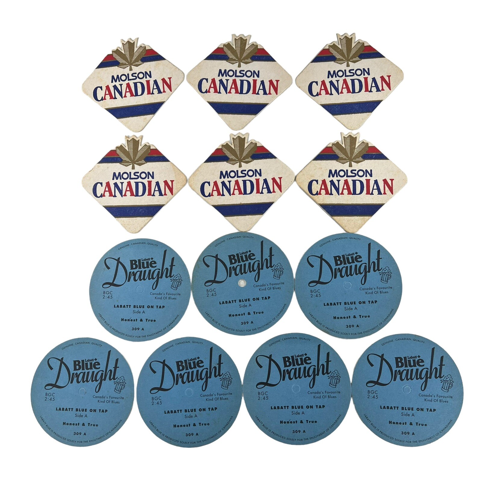 Canadian Labatt Molson Beer Lot 13 Vintage Coasters Cardboard Barware ...