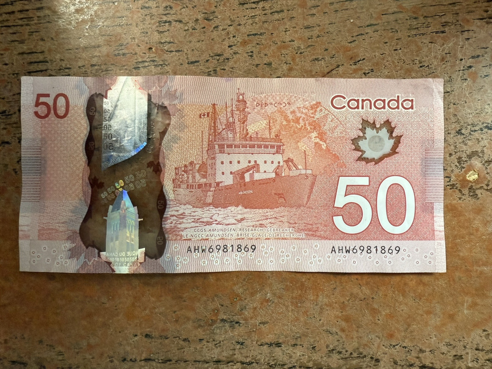 ULTRA RARE. 1 - $50 Canadian FLIP banknote. AHW6981869 Read description ...