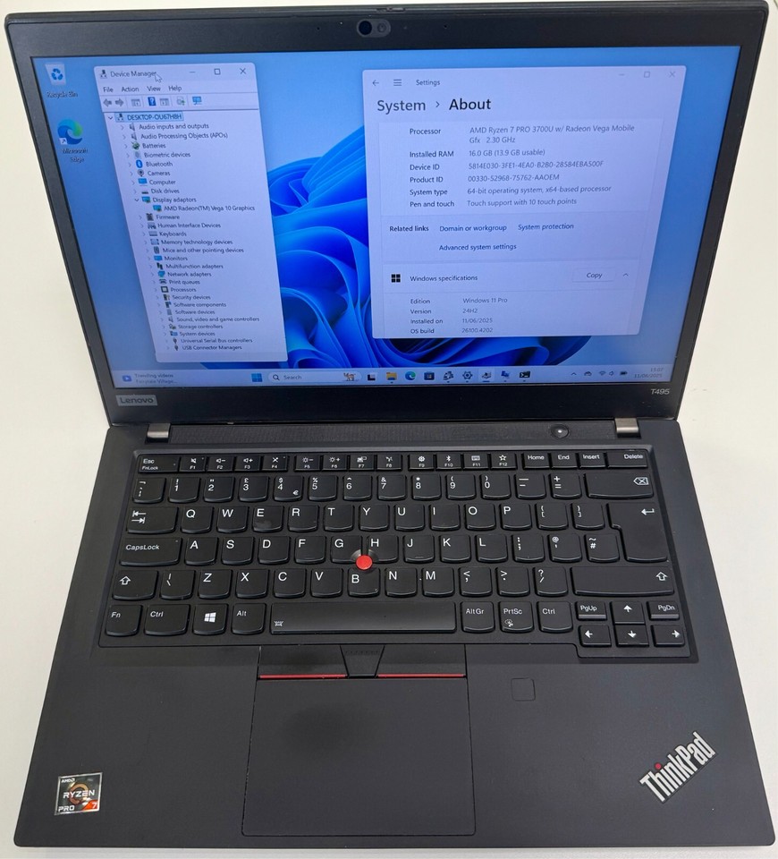 Lenovo Thinkpad T495 14" Touch Laptop Ryzen 7 Pro 3700U 16GB RAM 240GB ...