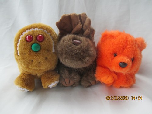 Puffkins Plush Moose Gingerbread Man Orange Bear Swibco 1994 lot of 3 ...
