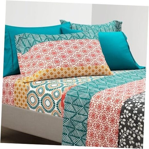 Bohemian Stripe Sheet Set, 6 Piece Set, King, Turquoise & Orange Queen ...