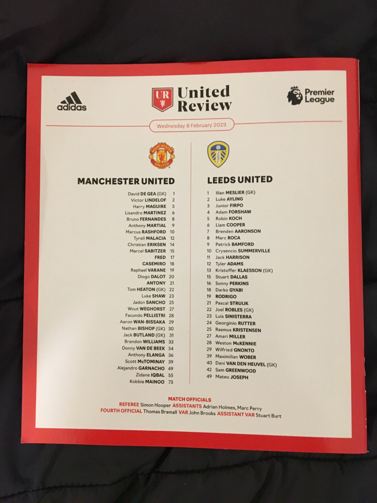 2022/23 Manchester United v Leeds | Grelly UK