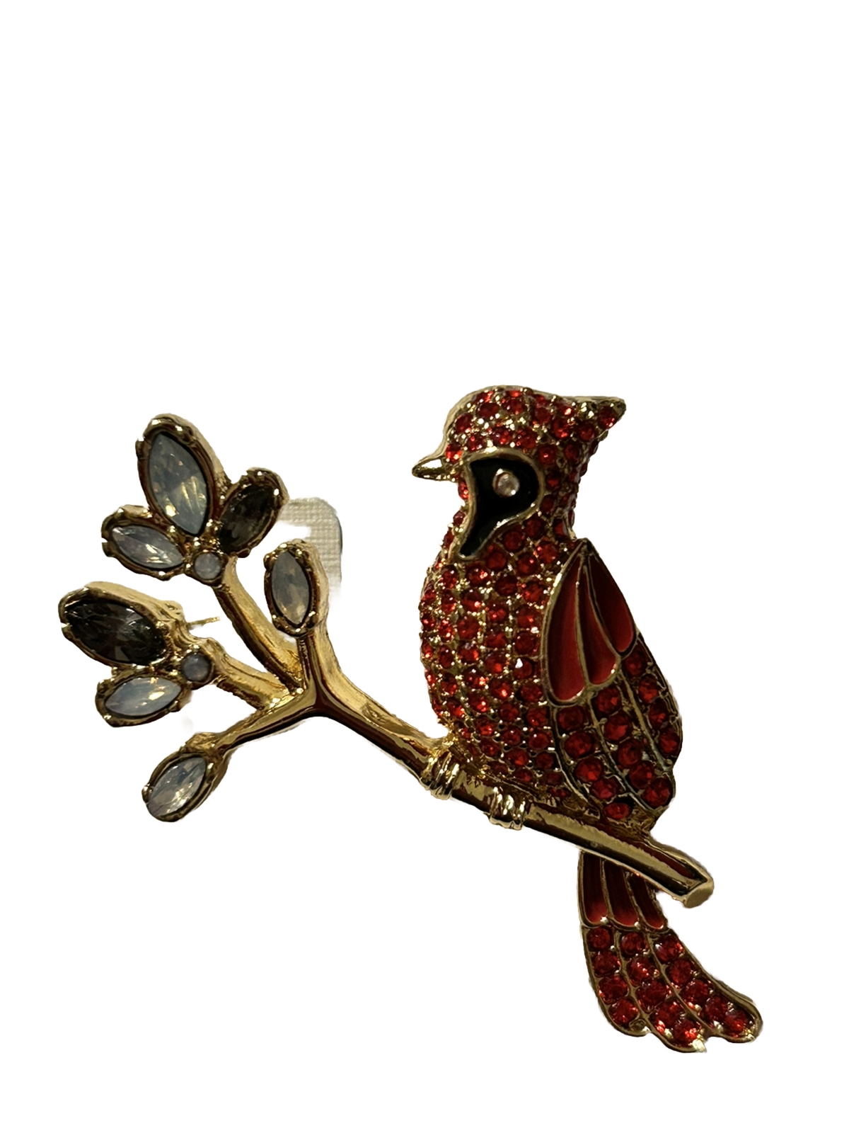 New Talbot's Red Cardinal Pin Brooch Gold Tone Rhinestones Enamel ...