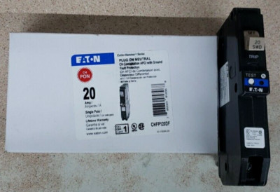 NEW Eaton CHFP120DF 20 Amp 1 Pole Dual Function Breaker AF/GFCI N ...