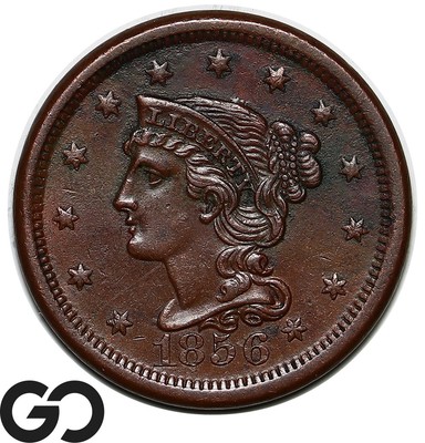 1856 Large Cent, Braided Hair, Upright 5 | eBay