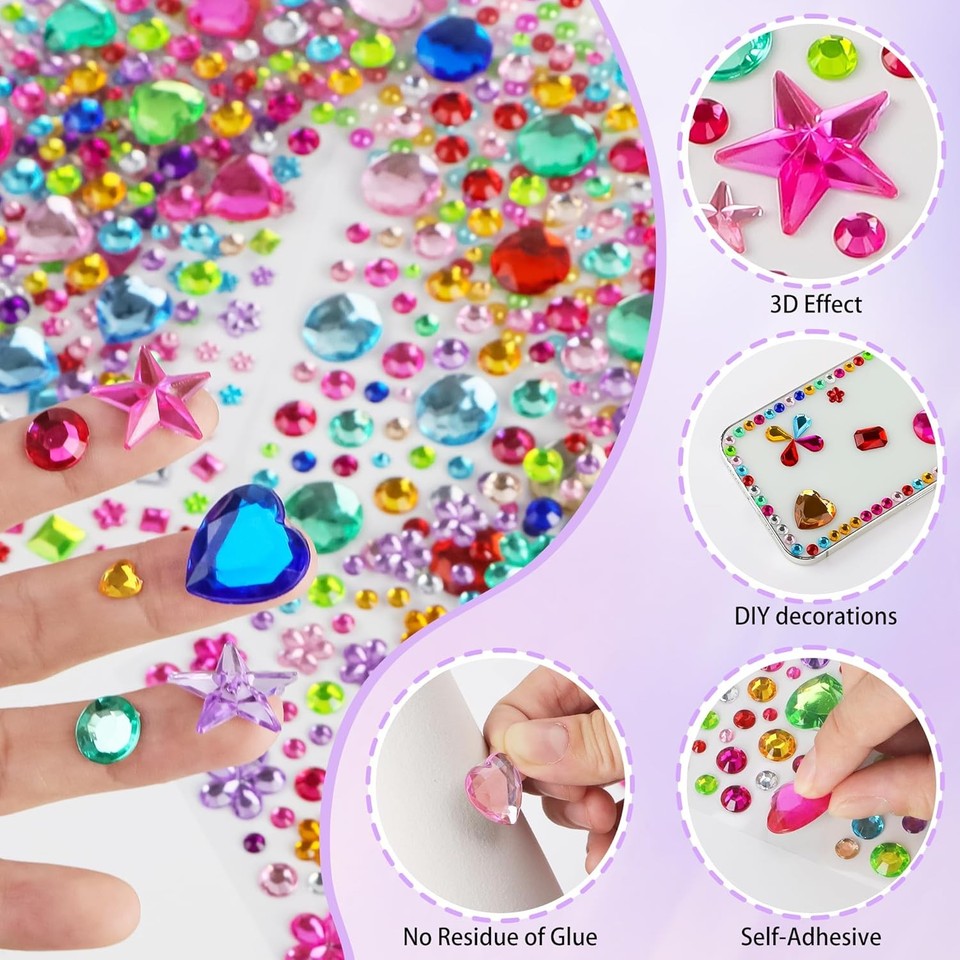 3330Pcs Gem Stickers,Rhinestone Jewel Stickers for Crafts Self Colorful ...