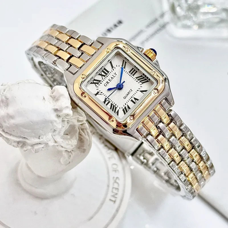 GREALY Classic Retro Square Waterproof Women's Diamond-embedded Watch ...