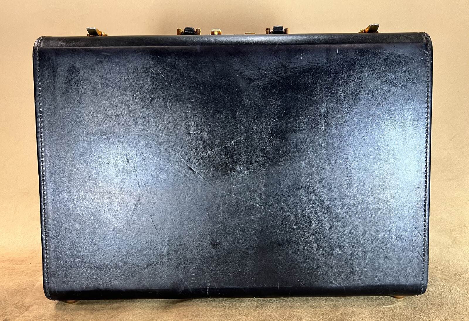 Vintage Atlas Black Leather Hard Shell 18” Attaché Briefcase Business ...