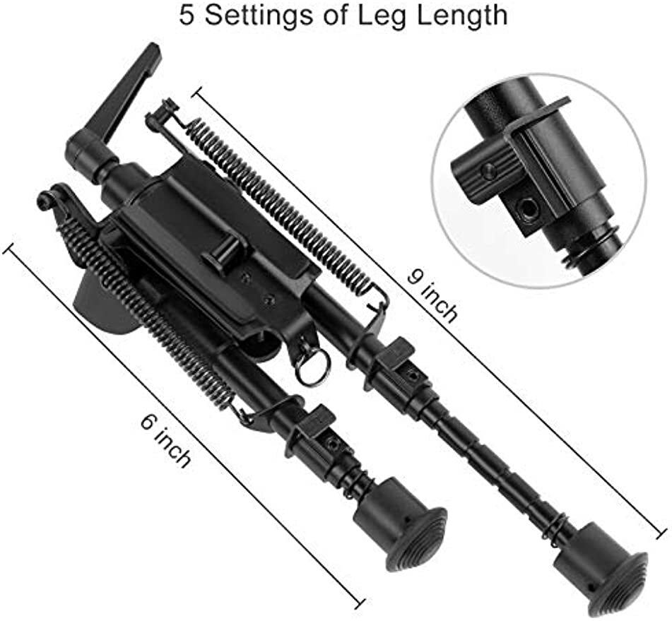 Pivot Tilting Rifle Bipod 6-9inch with S Lock Picatinny&Swivel-Stud ...