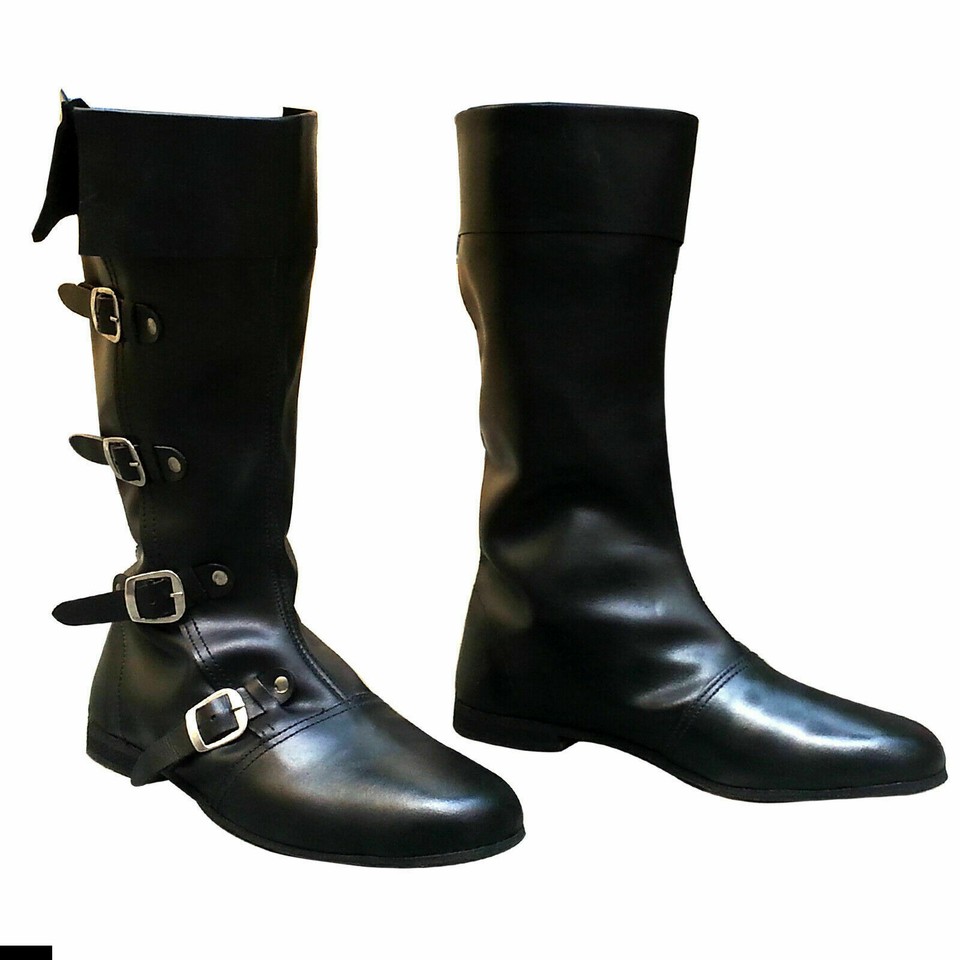 Medieval Style Long Shoes Black Color Pure Leather Shoe Men Boot ASA H1 ...