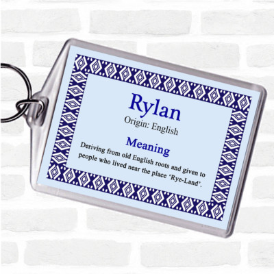 Rylan Name Meaning Bag Tag Keychain Keyring Blue | eBay