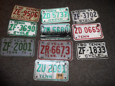 Motorcycle License plates TENNESSEE set 1974-1984 10 plate set GC | eBay