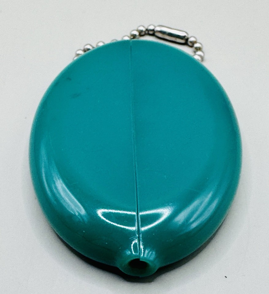 Vintage Rubber Squeeze Teal Color Coin Purse Key Chain | eBay
