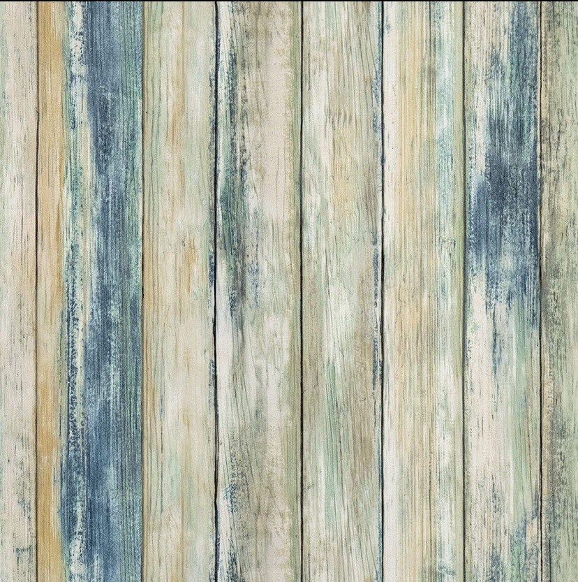 8 Rolls Beach Hut Wood Effect Fablon Wallpaper Blue 44cm X 200cm ...