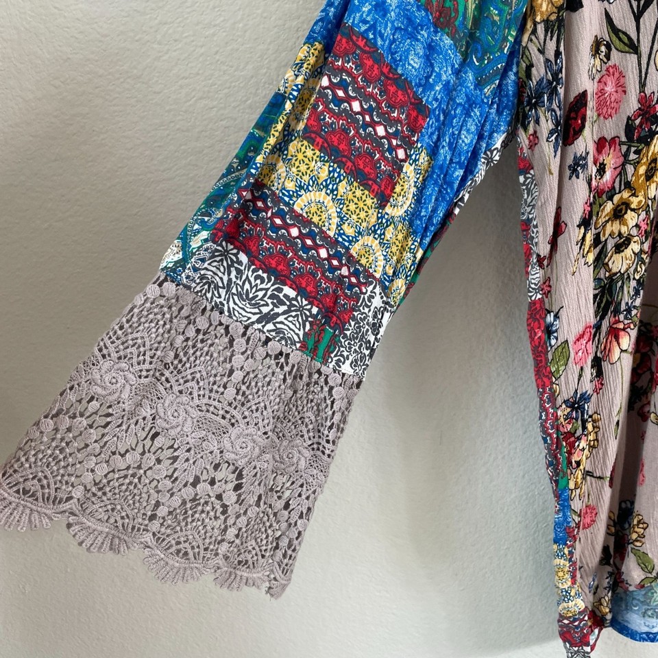 Oddi Womens Plus 3XL Multicolor Floral Tunic Top Split V Neck Blouse ...